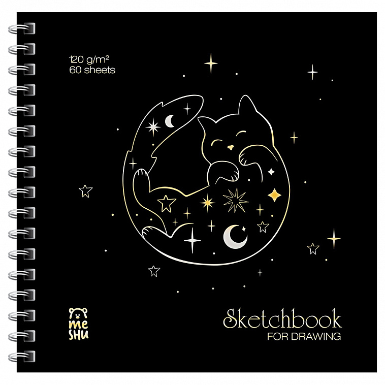 Скетчбук на гребне MESHU "Black Cat"15х15 см 60 л 120 г Meshu-MS_53037 - купить в Москве по цене ...